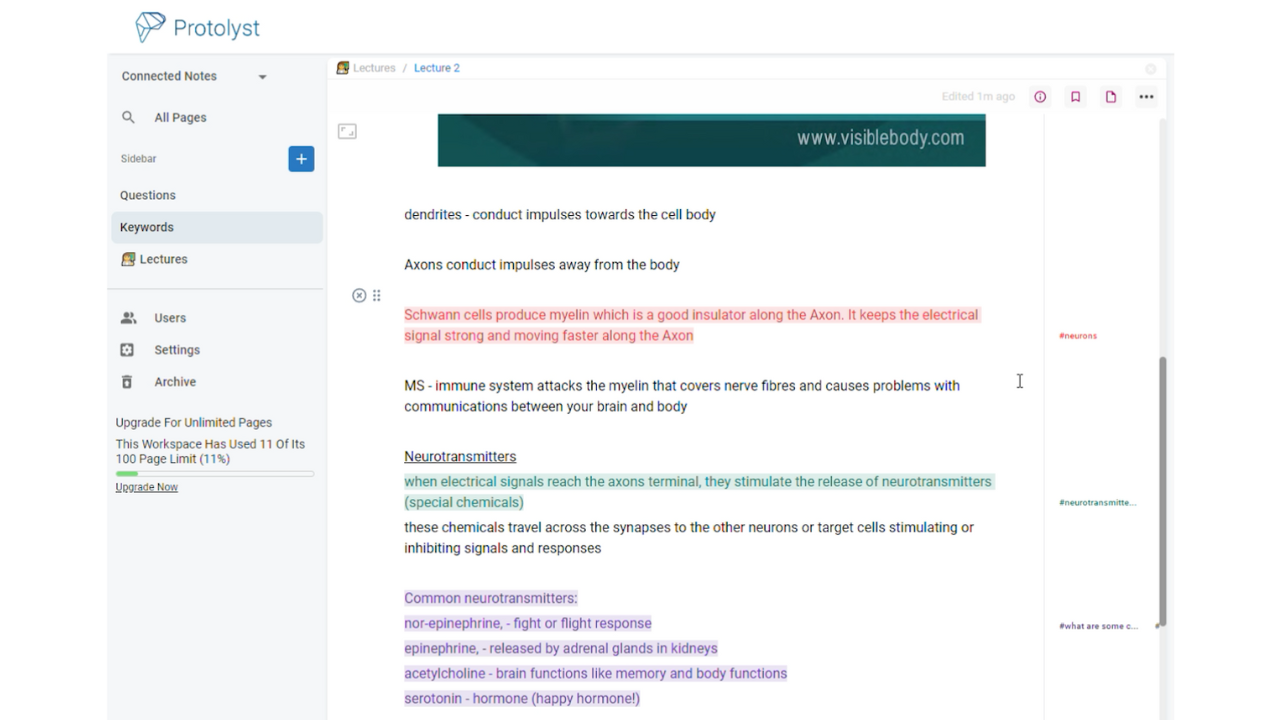 Cornell Notes for Notetaking on Protolyst