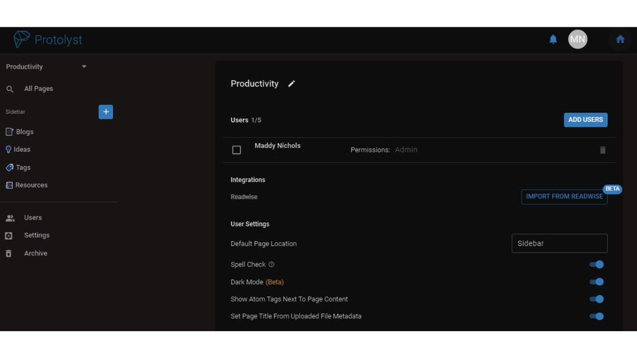 Dark Mode - Protolyst