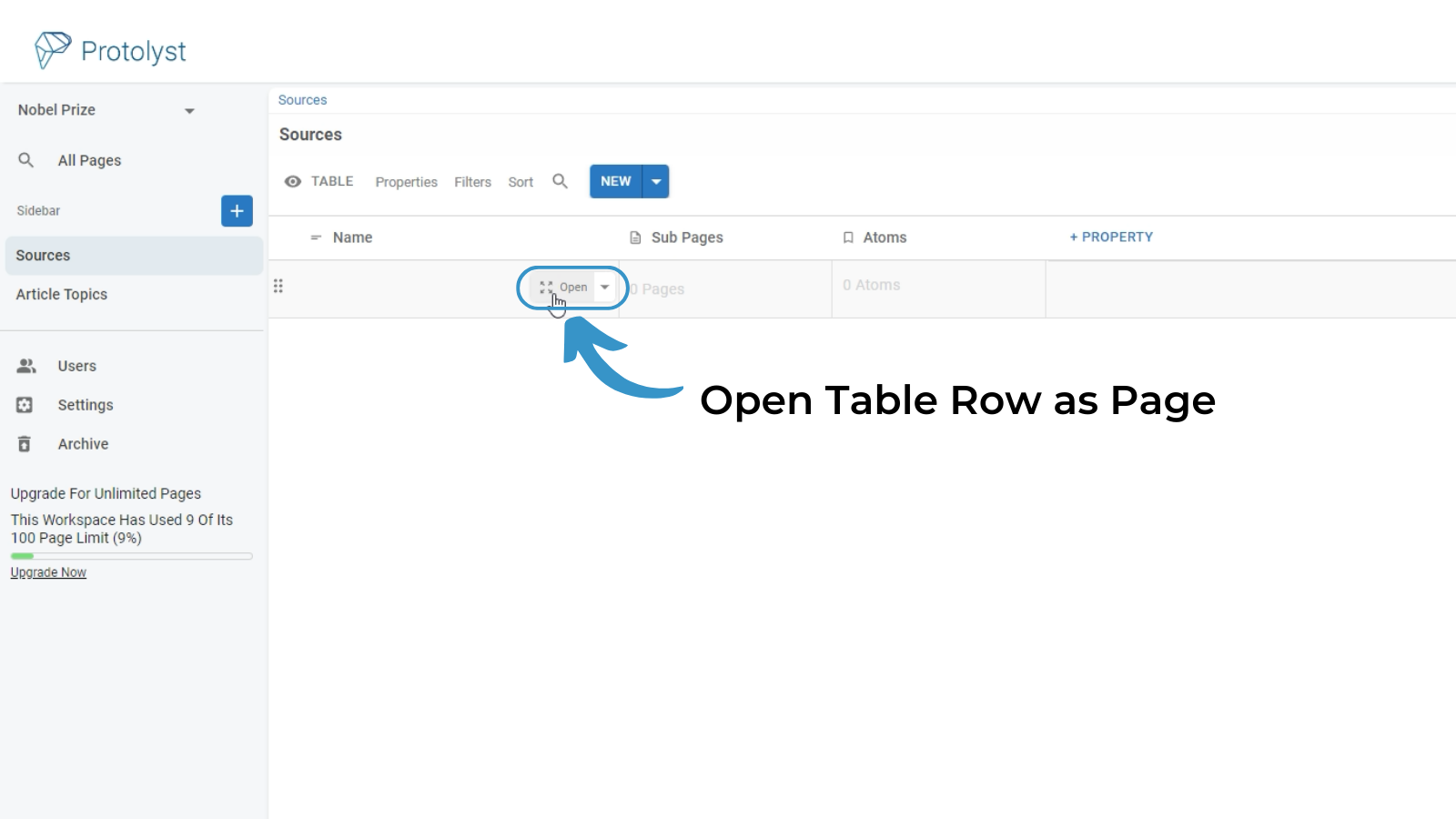 Create a Table - Protolyst