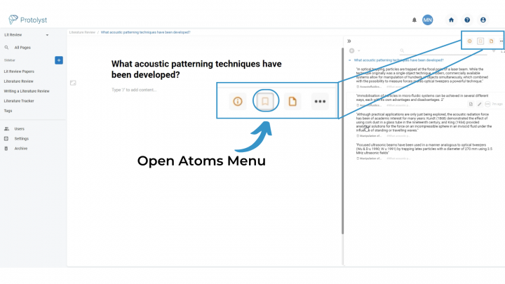 Capturing Atoms - Protolyst