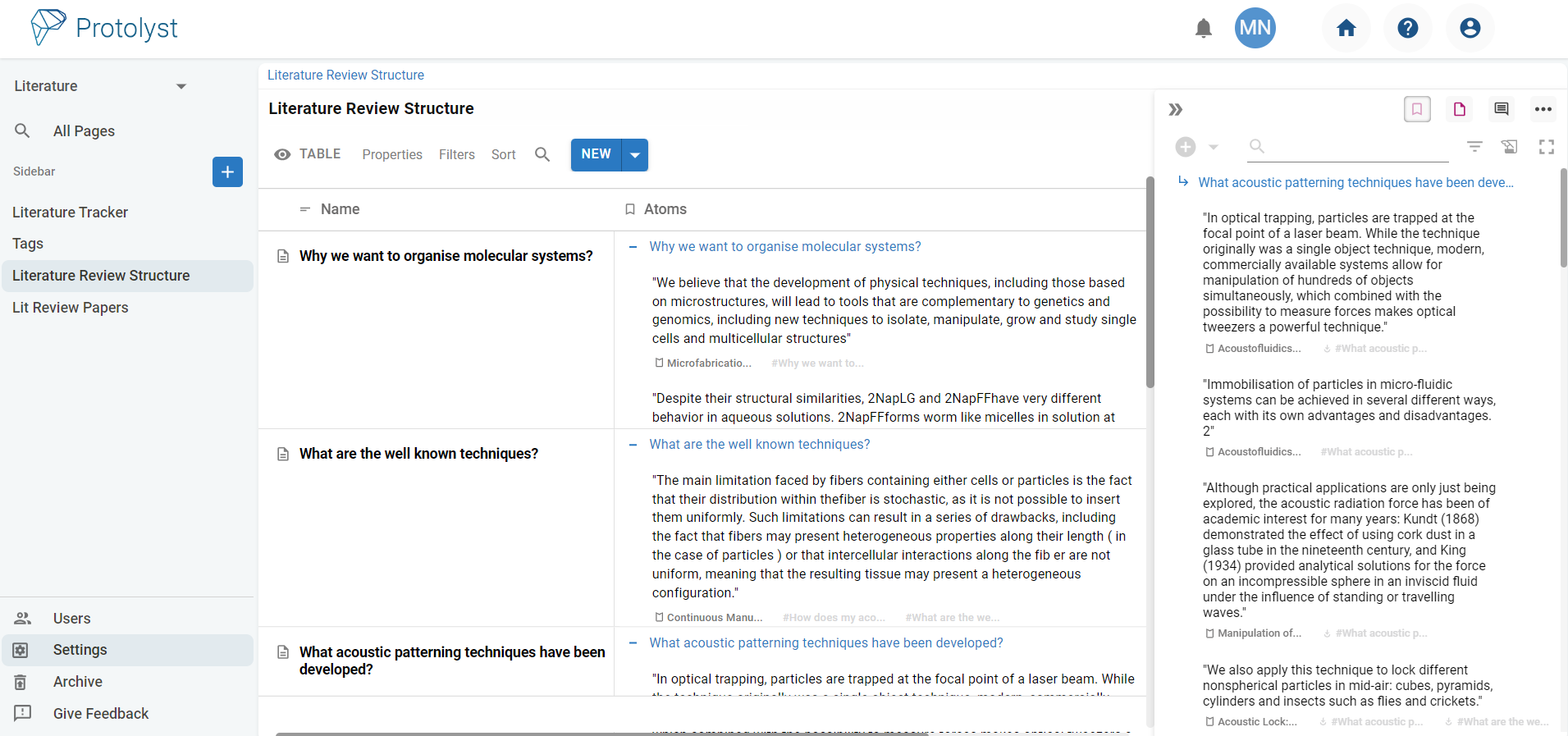 Workspace Layout - Protolyst
